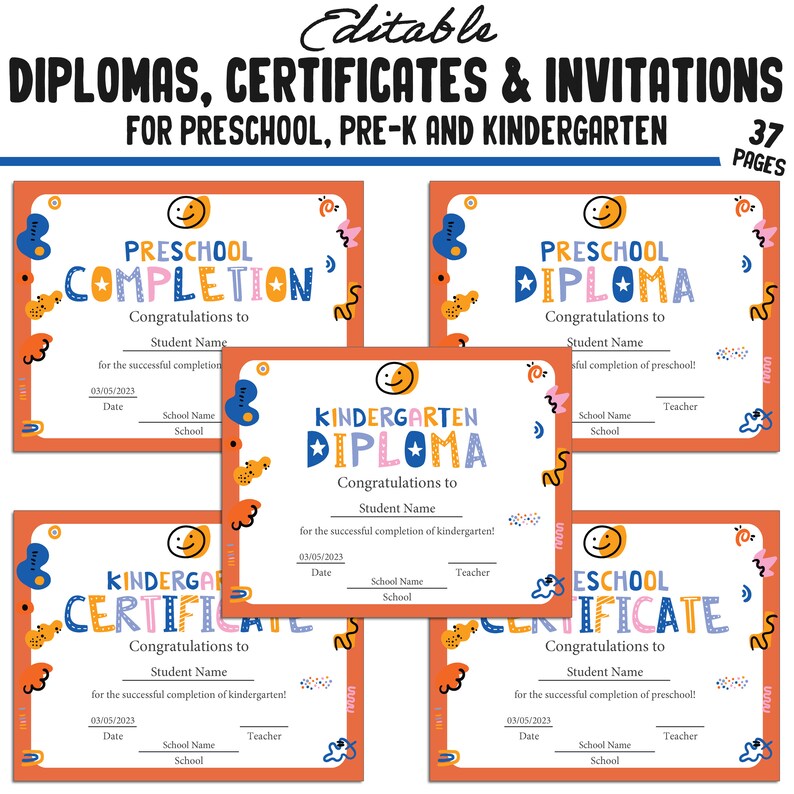 Boost Your Graduation Ceremony With 37 Editable Kindergarten, Pre-k ...