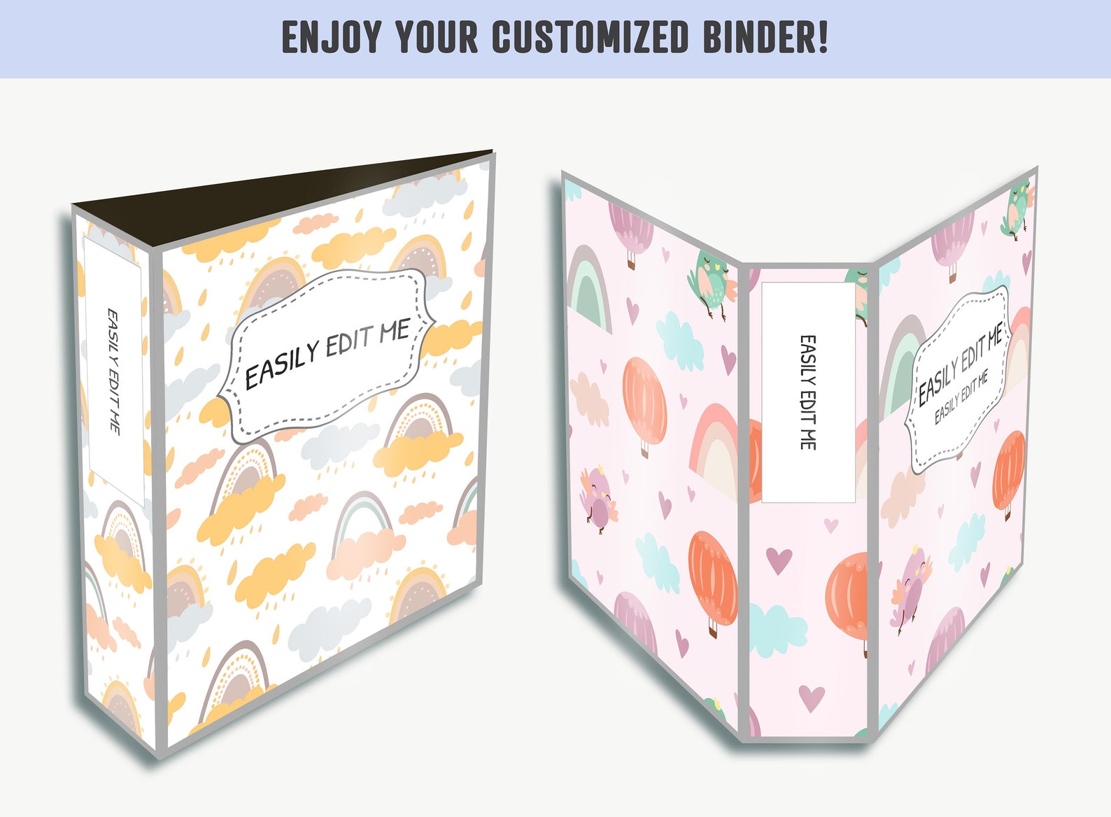 Rainbow Binder Cover Printable Editable, 10 Coversspines, Binder Insert ...