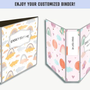 Rainbow Binder Cover Printable Editable, 10 Covers+spines, Binder ...
