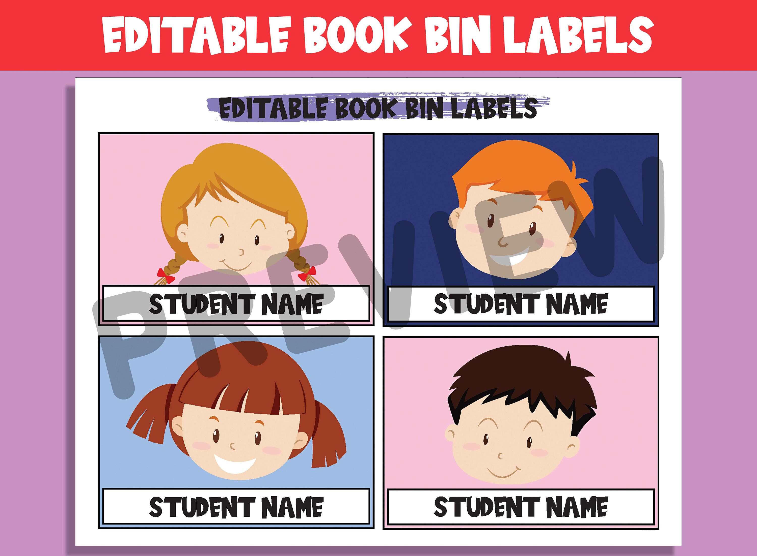 Editable Student Book Bin Labels: 16 Customizable Designs for Perfect ...