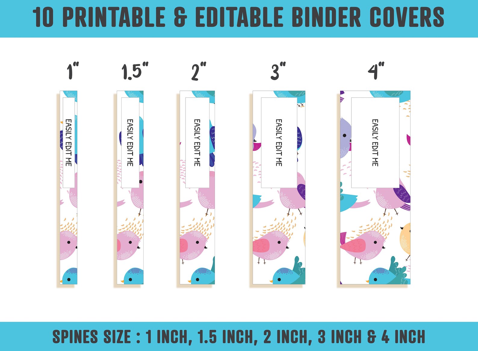 Binder Cover Printable Editable, 10 Coversspines, Binder Insert ...