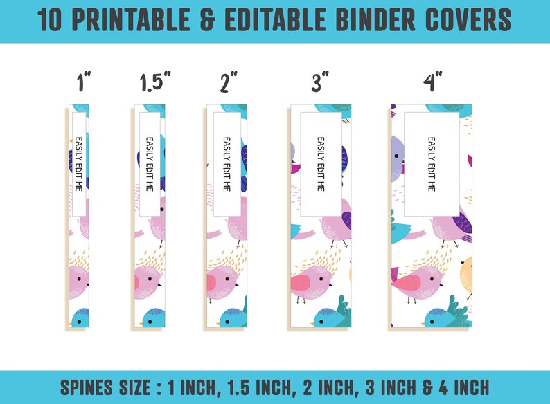 Binder Cover Printable Editable, 10 Coversspines, Binder Insert ...