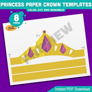 Princess Paper Crown Templates – Printable Tiara, King and Queen ...
