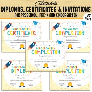 Fun and Editable Preschool, Pre-k, and Kindergarten Diplomas ...