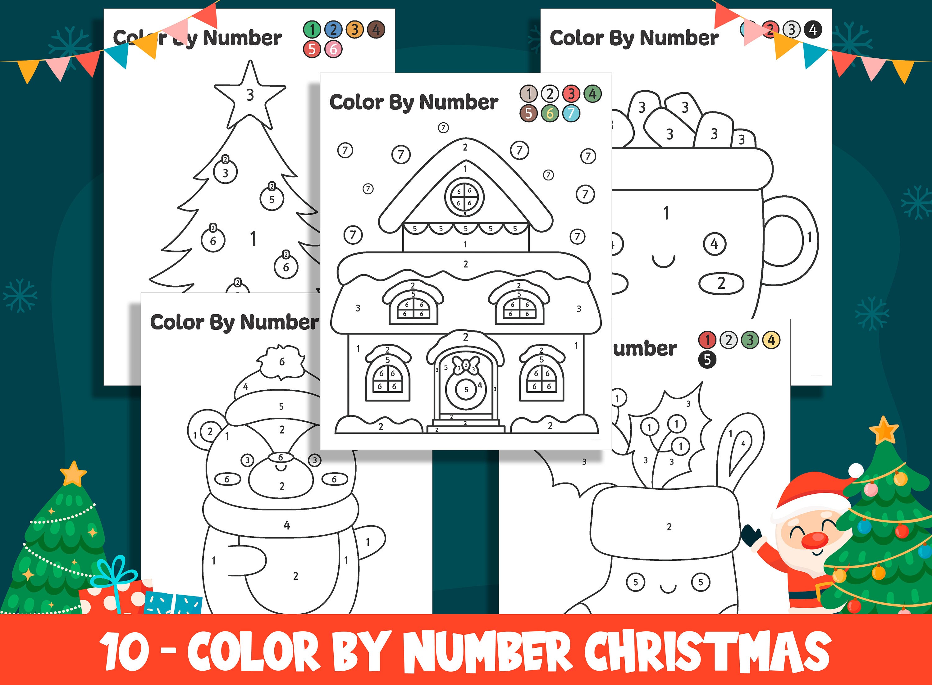 Jolly Holiday Colors: Simple Christmas Color by Number for Little ...