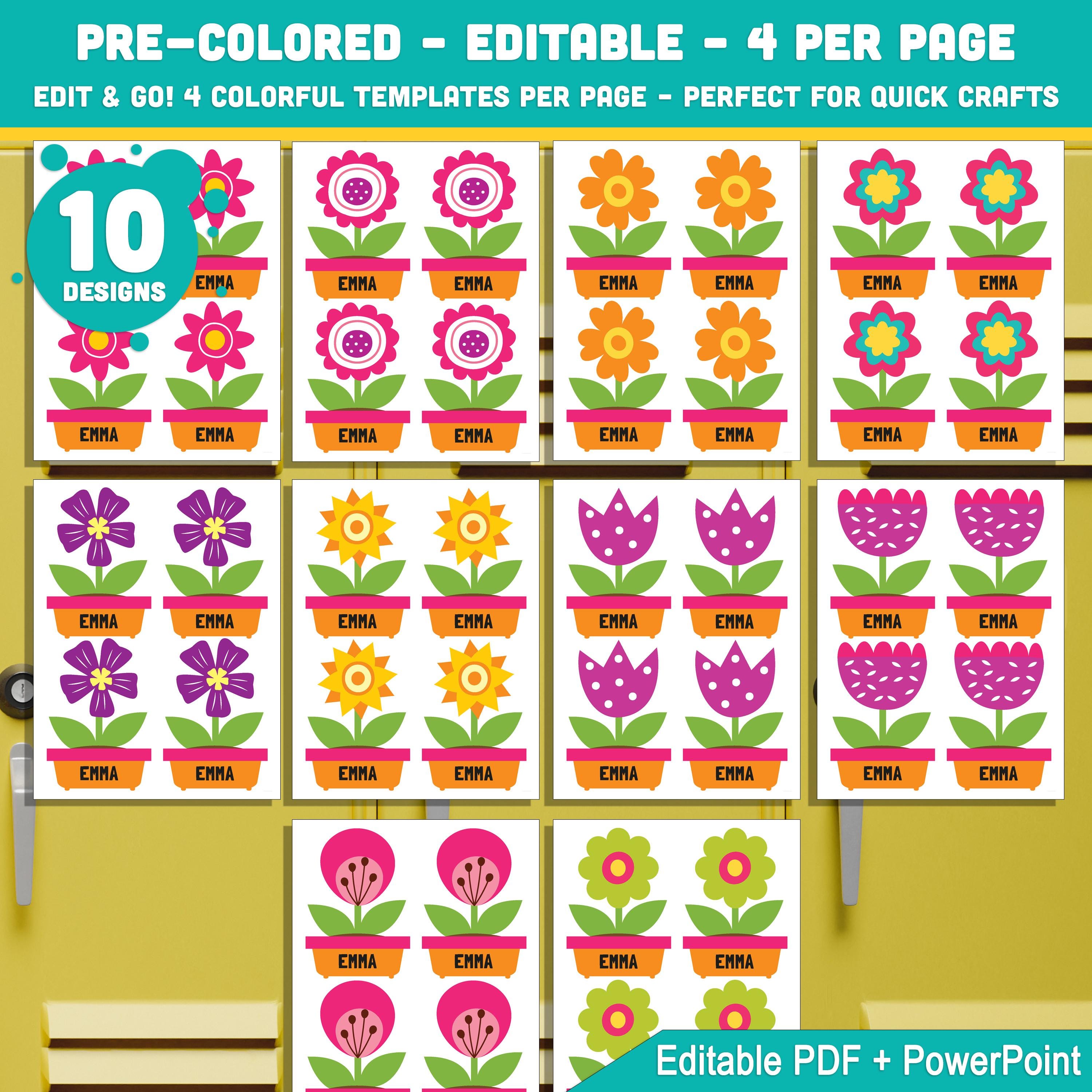Editable Locker Labels (cubby Name Tags), Flower Pot Themed, PDF ...