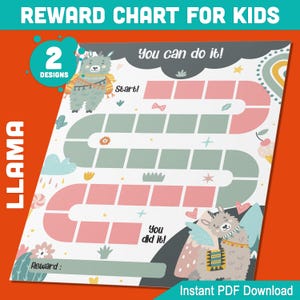Printable Llama & Koala Reward Chart for Kids, Adorable Behavior ...