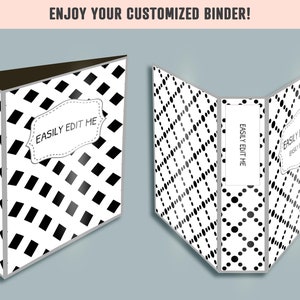 Abstract Black and White Binder Cover, 10 Printable & Editable Binder ...