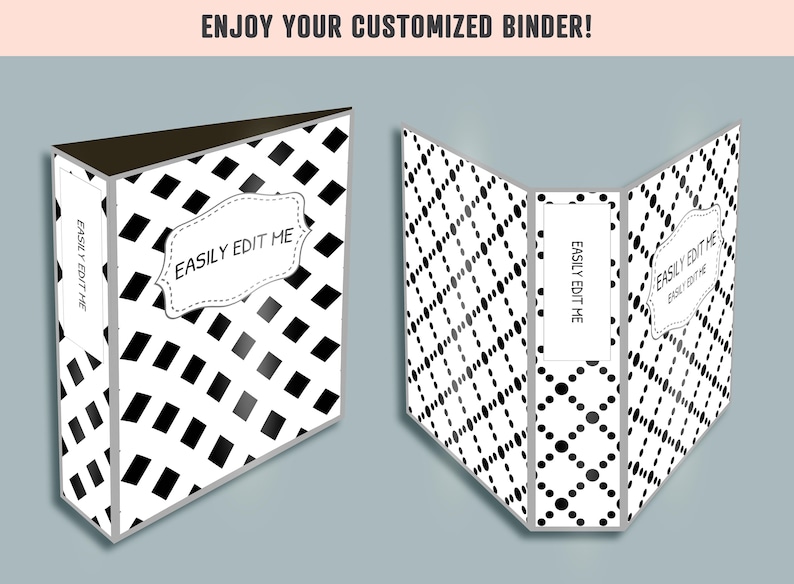 Abstract Black and White Binder Cover, 10 Printable & Editable Binder ...