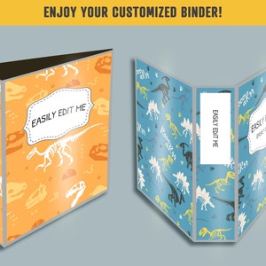 Dinosaur Skeleton Binder Cover, 10 Printable/editable Binder Covers ...