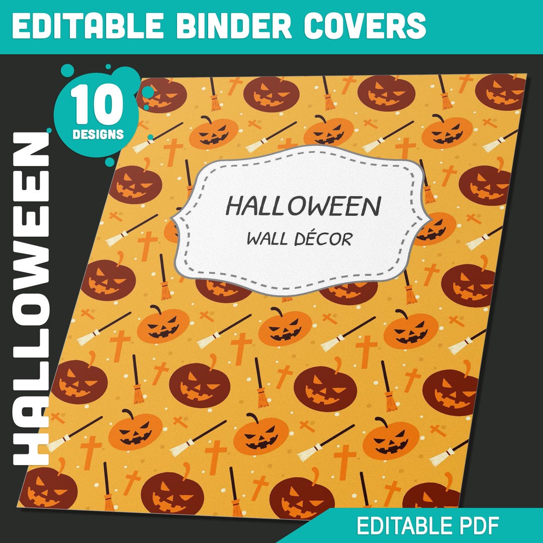 Halloween Binder Cover, 10 Printable & Editable Binder Covers+spines ...