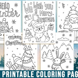 Hello Winter Coloring Pages for Kids – Santa, Christmas Trees, Snowy ...