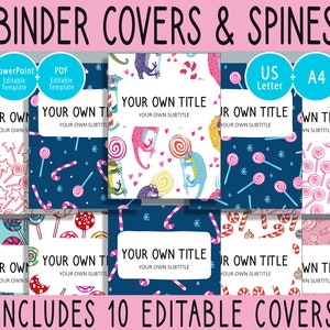 10 Editable Lollipops/candy Canes Binder Covers, Includes 1,1.5,2 ...