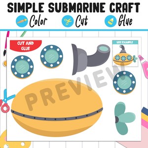Simple Submarine Craft for Kids: Color, Cut, and Glue, a Fun Activity ...