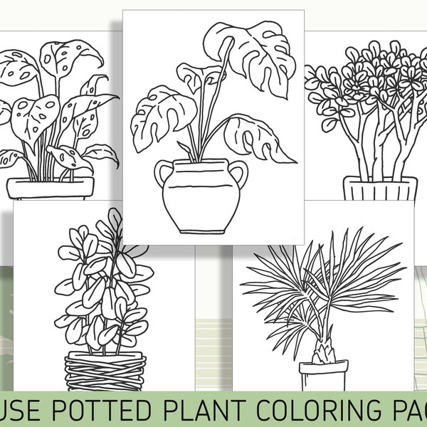 Potted Plants Coloring Pages - Etsy