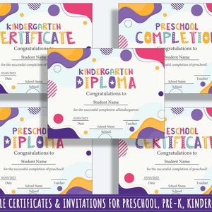 Pre K Graduation Certificate, Kindergarten Certificates Completion ...