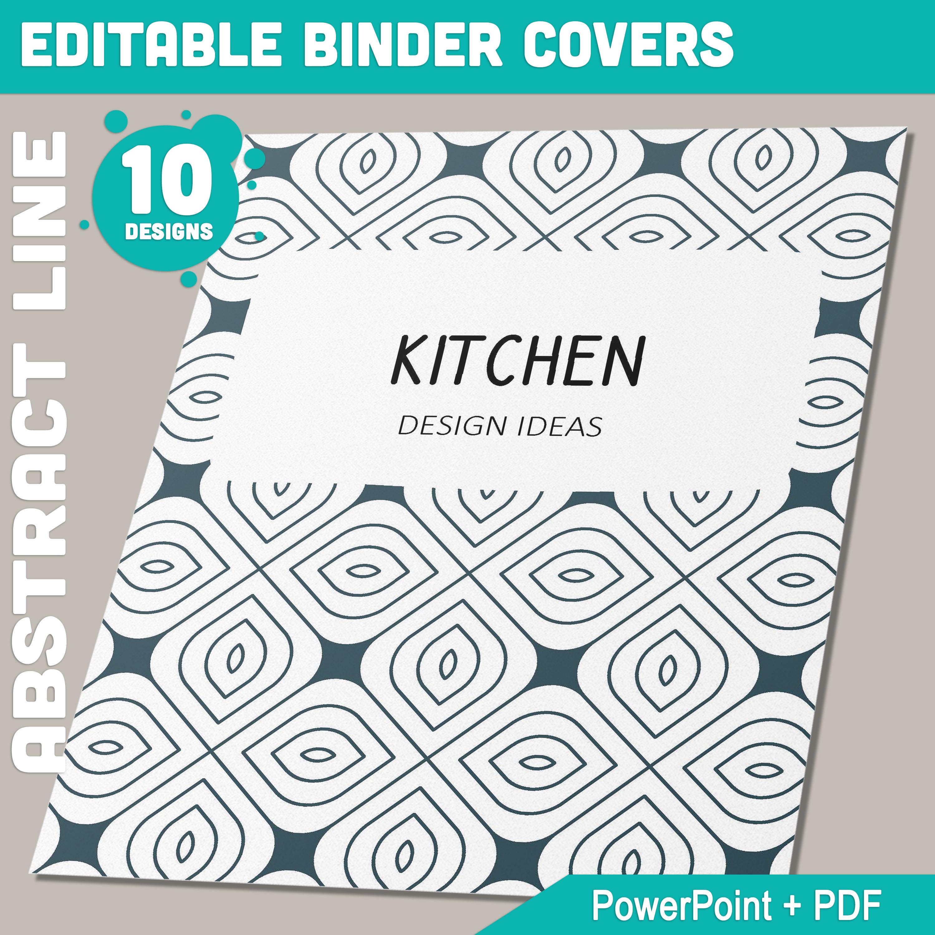 10 Editable Abstract Line Binder Covers, Includes 1, 1.5, 2 Spines ...