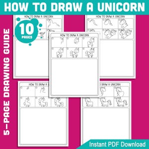 Learn How to Draw a Unicorn for Kids: 5-page Step-by-step Directed ...