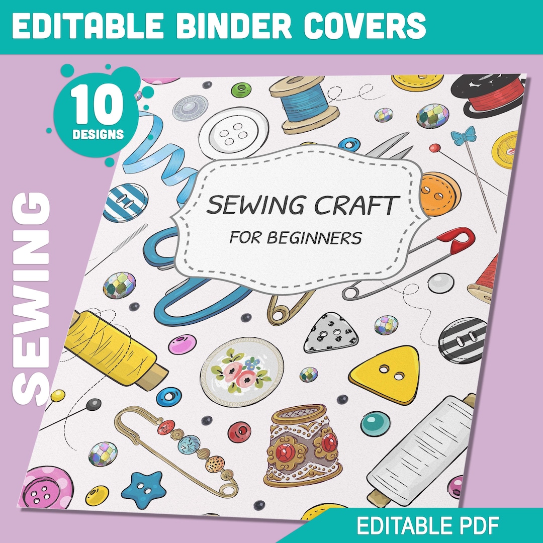 Binder Cover Sewing Pattern, 10 Printable/editable Covers+spines ...