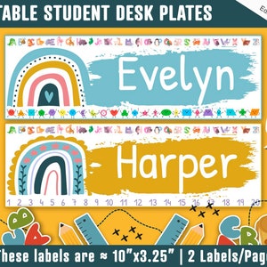 Student Desk Name Plates, 30 Printable/editable Rainbow Classroom Name ...