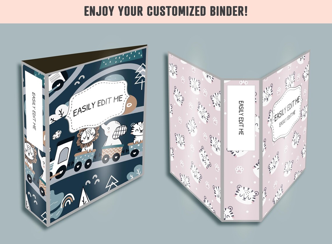 Cute Animal Binder Cover 10 Printable & Editable Binder - Etsy