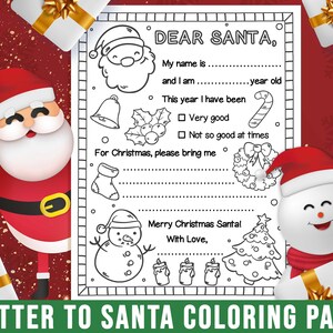 Letter to Santa Coloring Page, Printable Letter to Santa for Kids ...