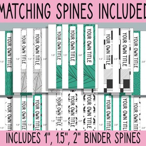10 Editable Green and Black Binder Covers, Includes 1", 1.5", 2" Spines ...