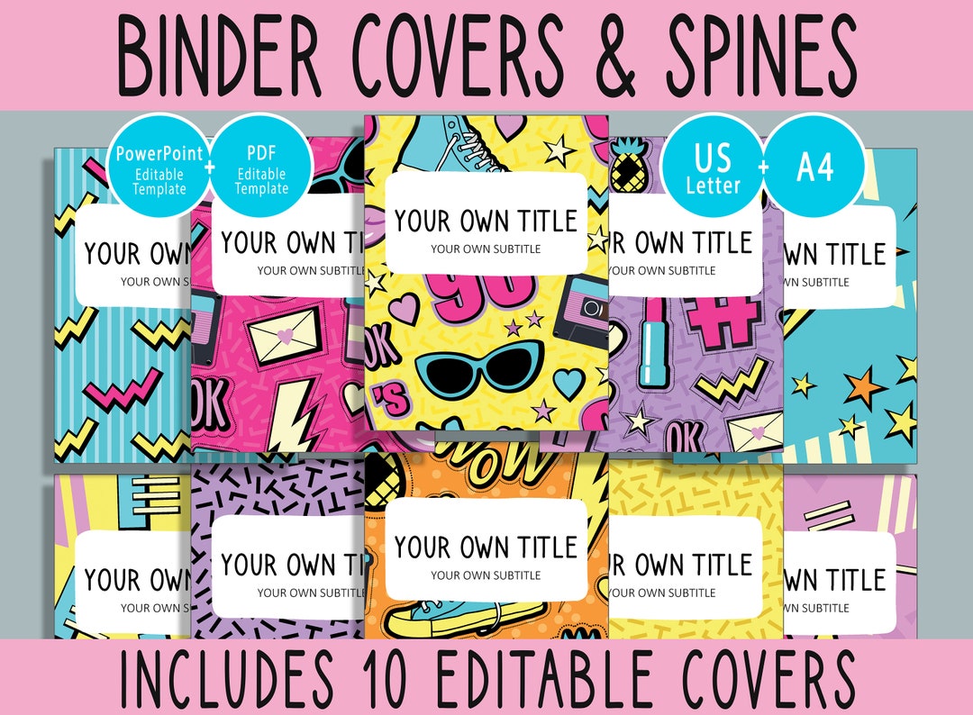 10 Editable 90s Pattern Binder Covers Includes 1 1.5 - Etsy