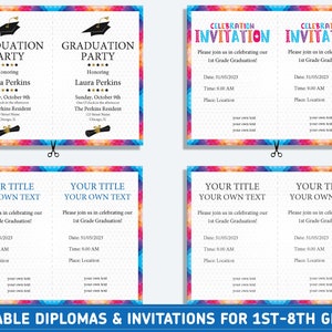 Editable Sixth Grade Diploma, 1st to 8th Grade Diploma, Certificate of ...