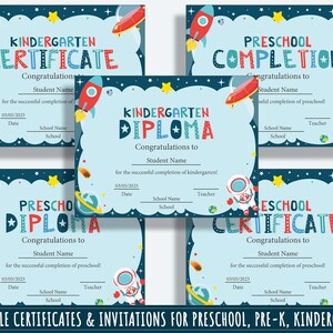 Pre K Graduation Certificate, Editable End of Year Diplomas ...