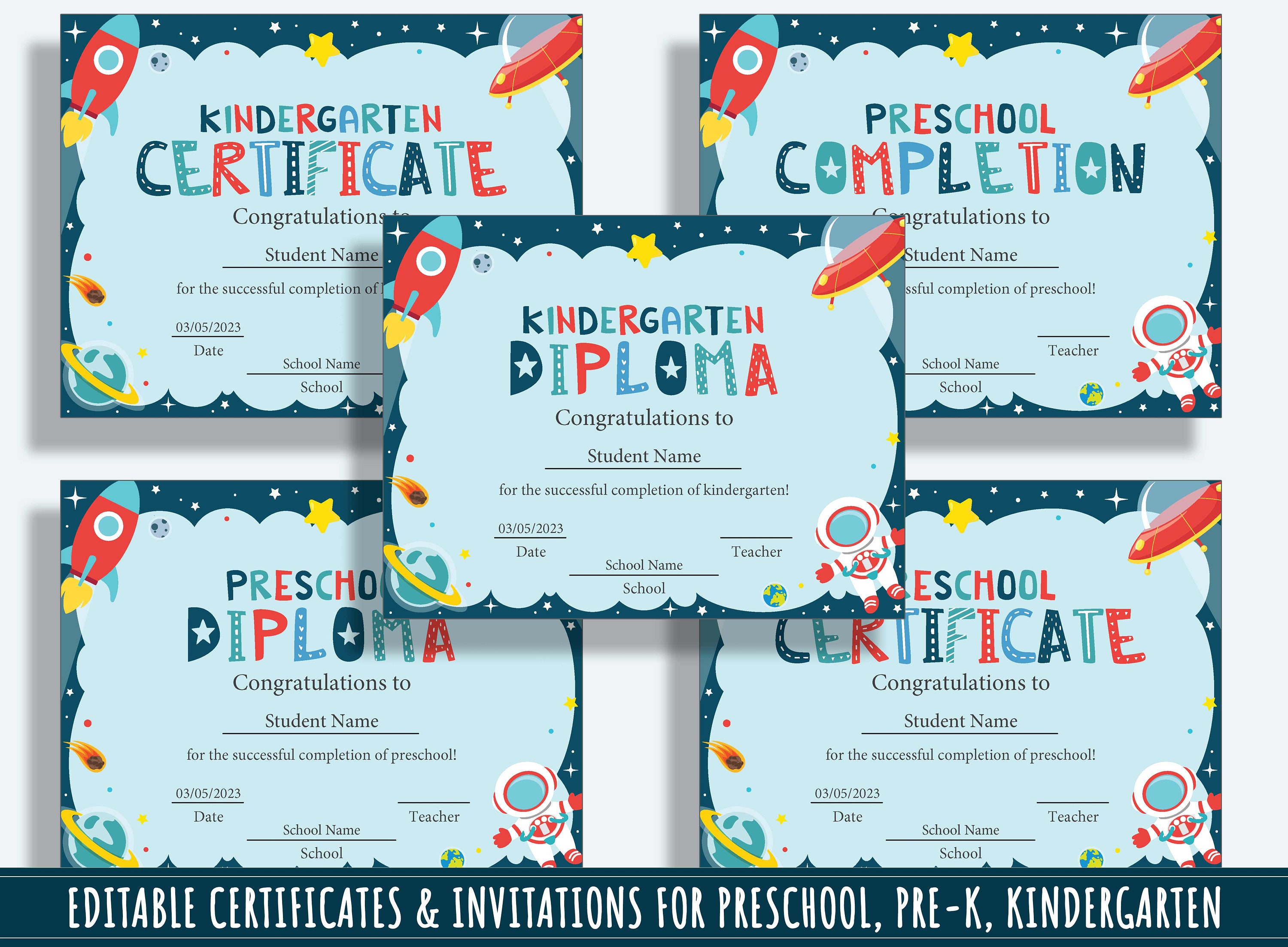 Pre K Graduation Certificate, Editable End of Year Diplomas ...