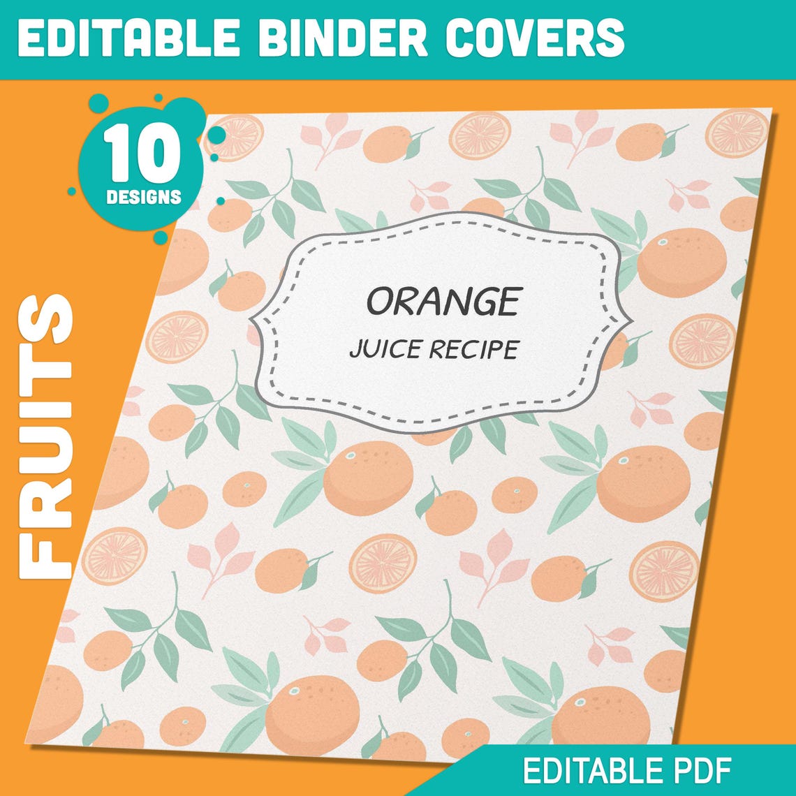 Tropical Fruits and Berries Binder Cover, 10 Printable & Editable ...