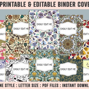 Flower and Birds Binder Cover, 10 Printable & Editable Binder Covers ...