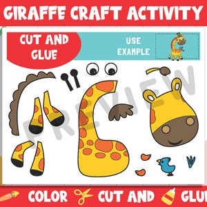 Cute Giraffe Craft Activity - Color, Cut, and Glue for Prek to 2nd ...