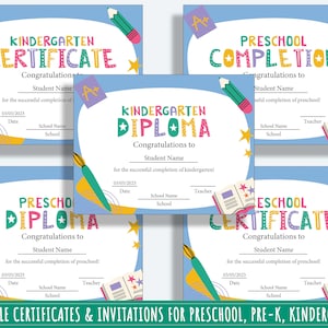 Preschool Certificate End of the Year, Editable Preschool Certificates ...