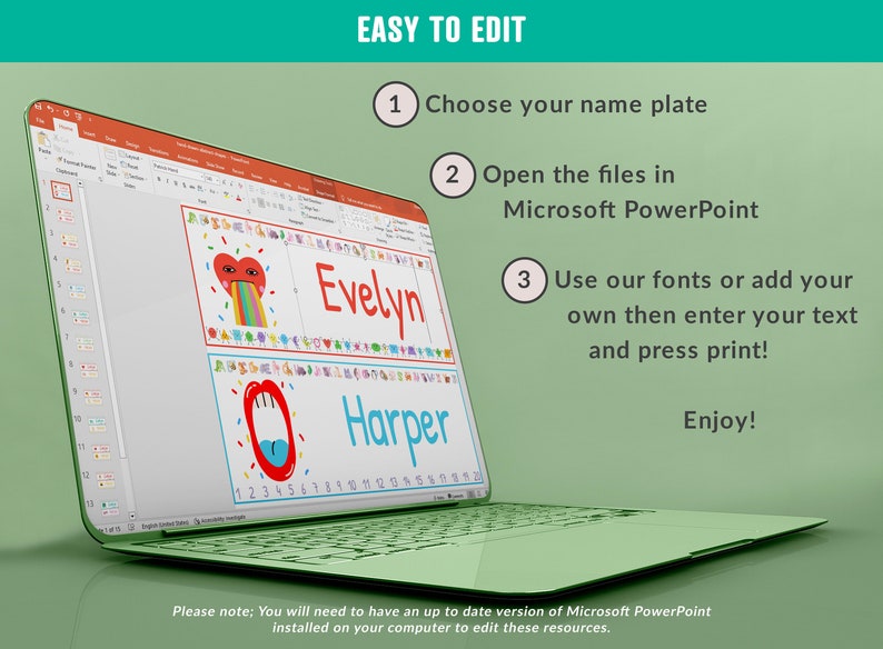 Student Desk Plates, 30 Printable/editable Abstract Shape Classroom ...