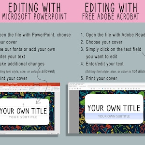 10 Editable School Subject Binder Covers, Includes 1", 1.5", 2" Spines ...