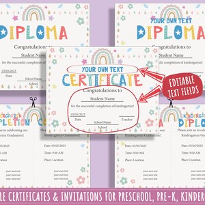 Diploma, Certificate, and Invitation Templates for Kindergarten and ...