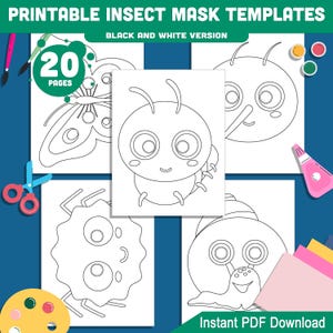 Printable Insect Mask Templates: 20 Fun Bug-themed Pages, Pre-colored ...