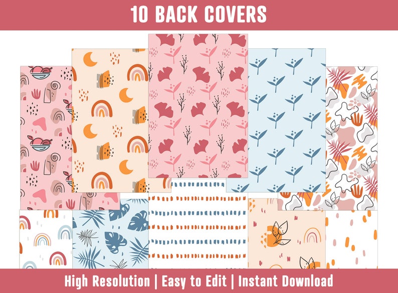 Powerpoint Binder Covers, 10 Printable/editable Geometric and Floral ...