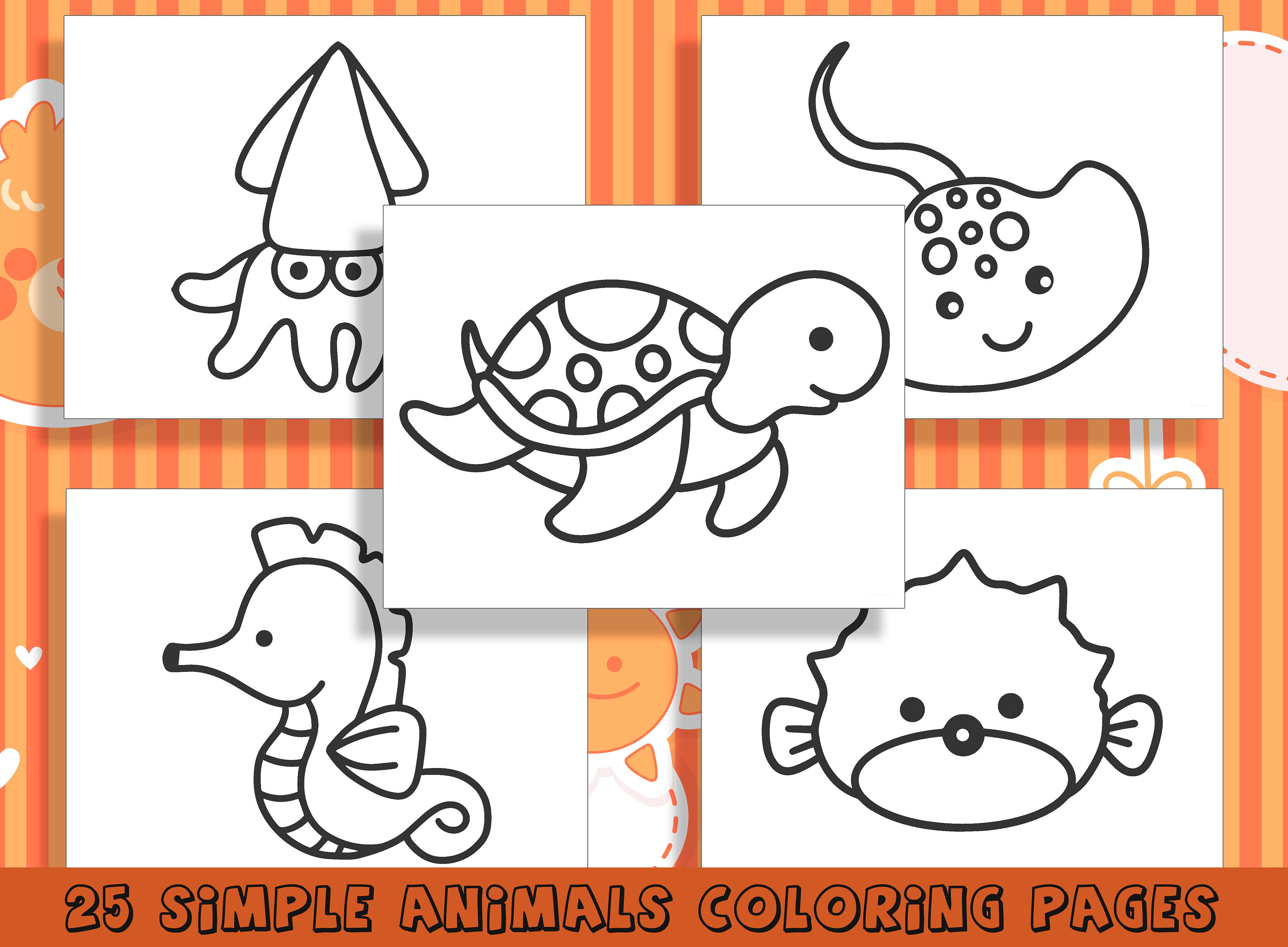 25 Simple Animal Coloring Pages for Preschool and Kindergarten, PDF ...