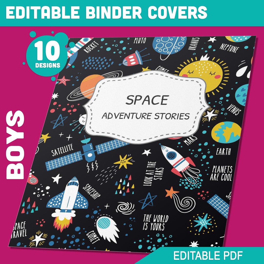 Binder Cover for Boys, 10 Printable/editable Covers+spines, Teacher ...