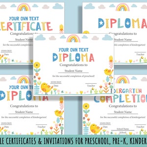 Diplomas, Certificates and Graduation Invitations for Preschool, Pre-k ...