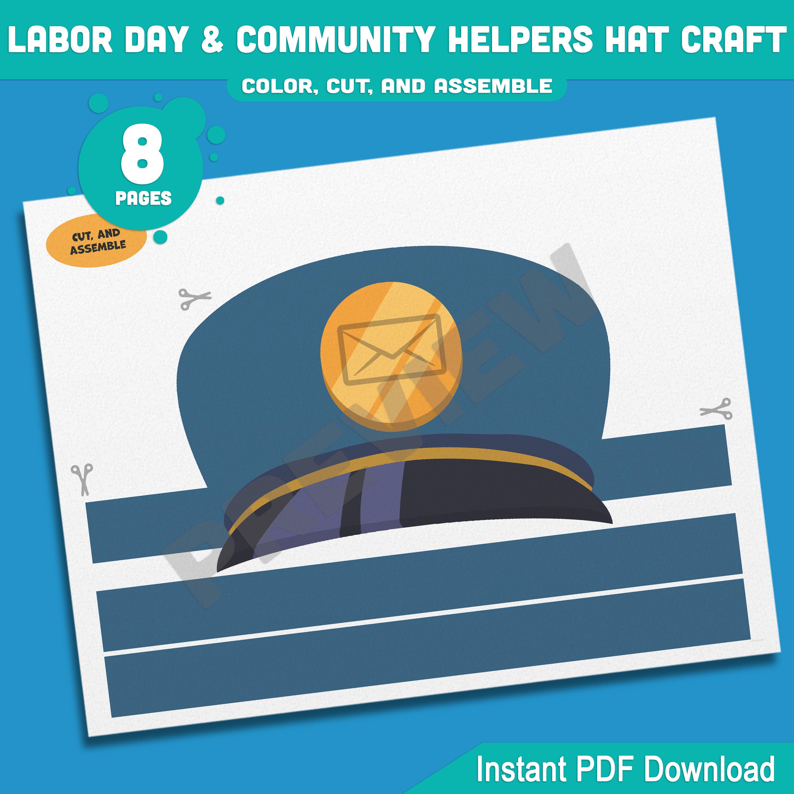 Labor Day & Community Helpers Hat Craft, Printable Paper Crowns ...