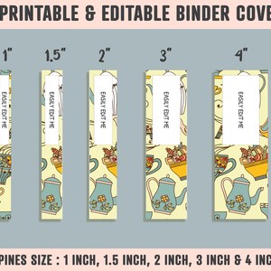 Cups and Teapots Binder Cover, 10 Printable & Editable Binder Covers ...