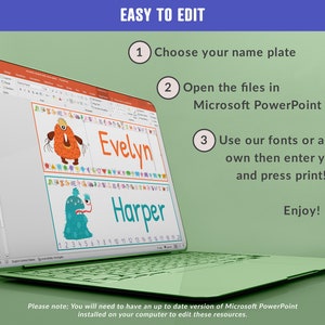 Student Desk Plates, 30 Printable/editable Monster Classroom Name Tags ...