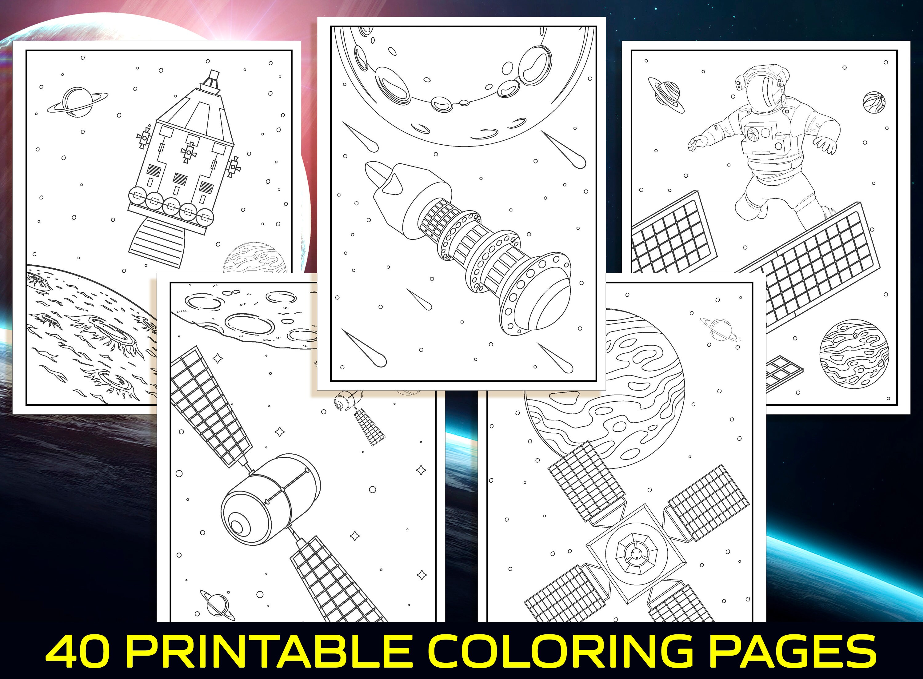 Space Coloring Pages 40 Printable Space Coloring Pages for Kids, Boys ...