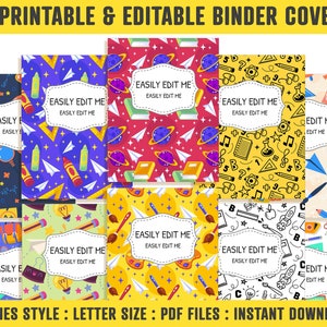 Back to School Binder Cover, 10 Printable & Editable Binder Covers ...