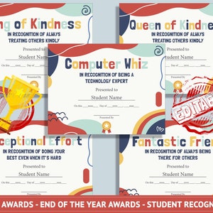 Editable Classroom Certificates - End of the Year Awards - Student ...