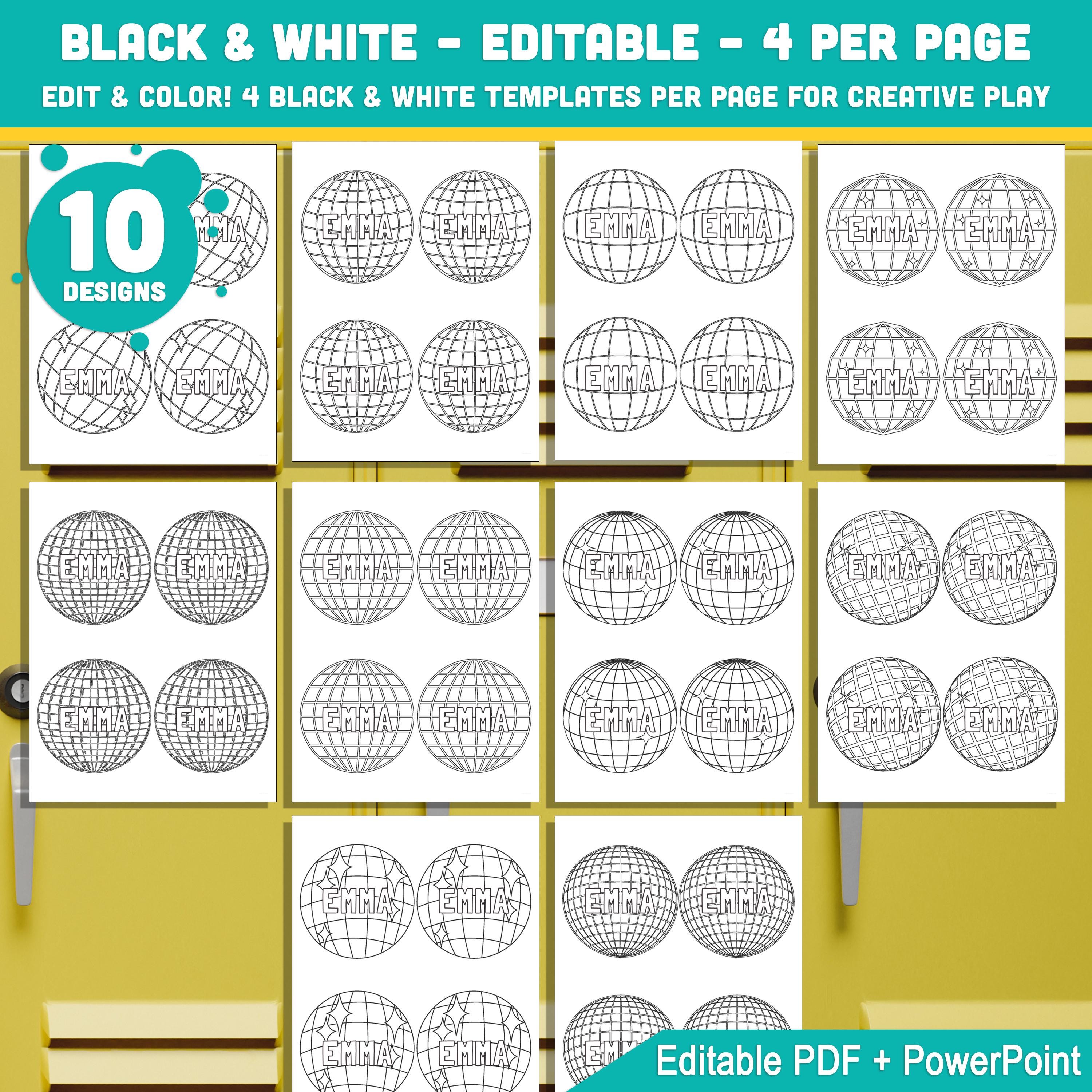 Editable Locker Labels (cubby Name Tags), Retro Disco Ball, 10 Designs ...